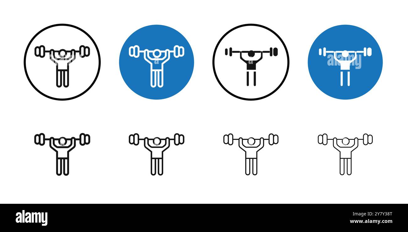 Gym icon Black line art vector in black and white outline set ...