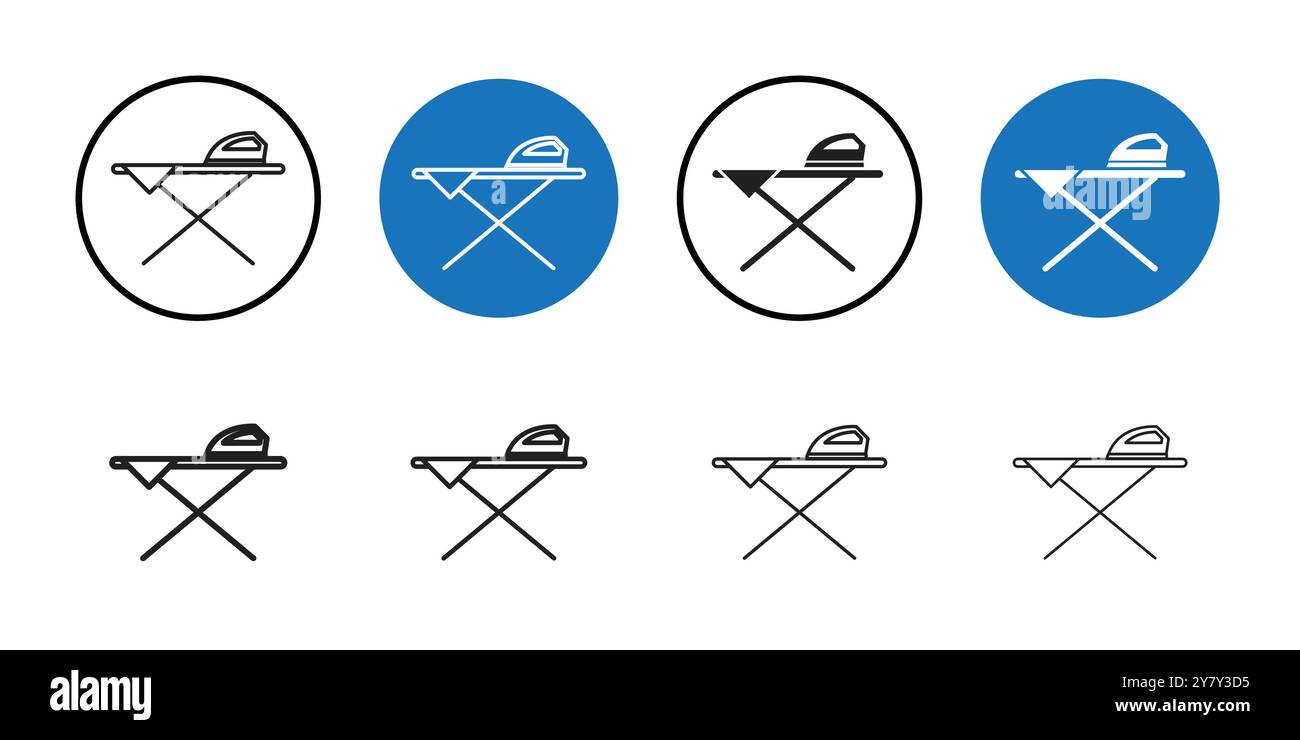 Ironing board icon Black line art vector in black and white outline set ...