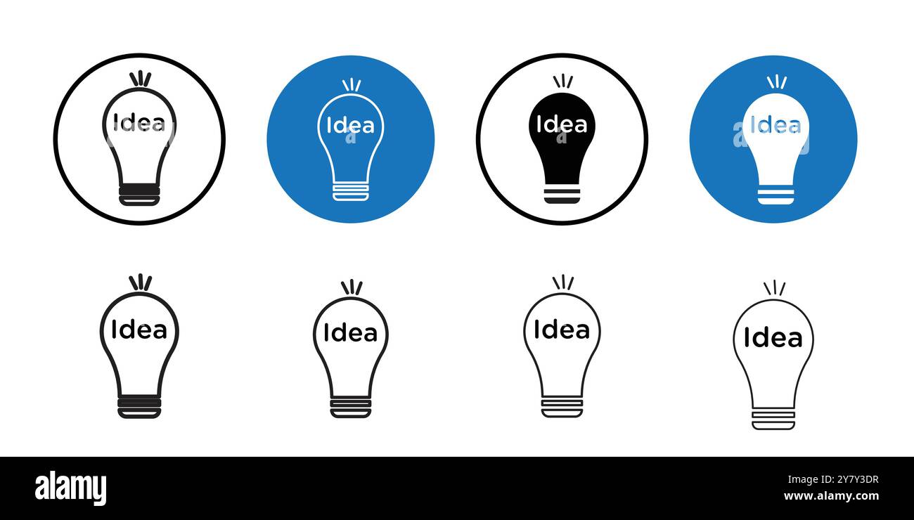 Idea icon Black line art vector in black and white outline set ...