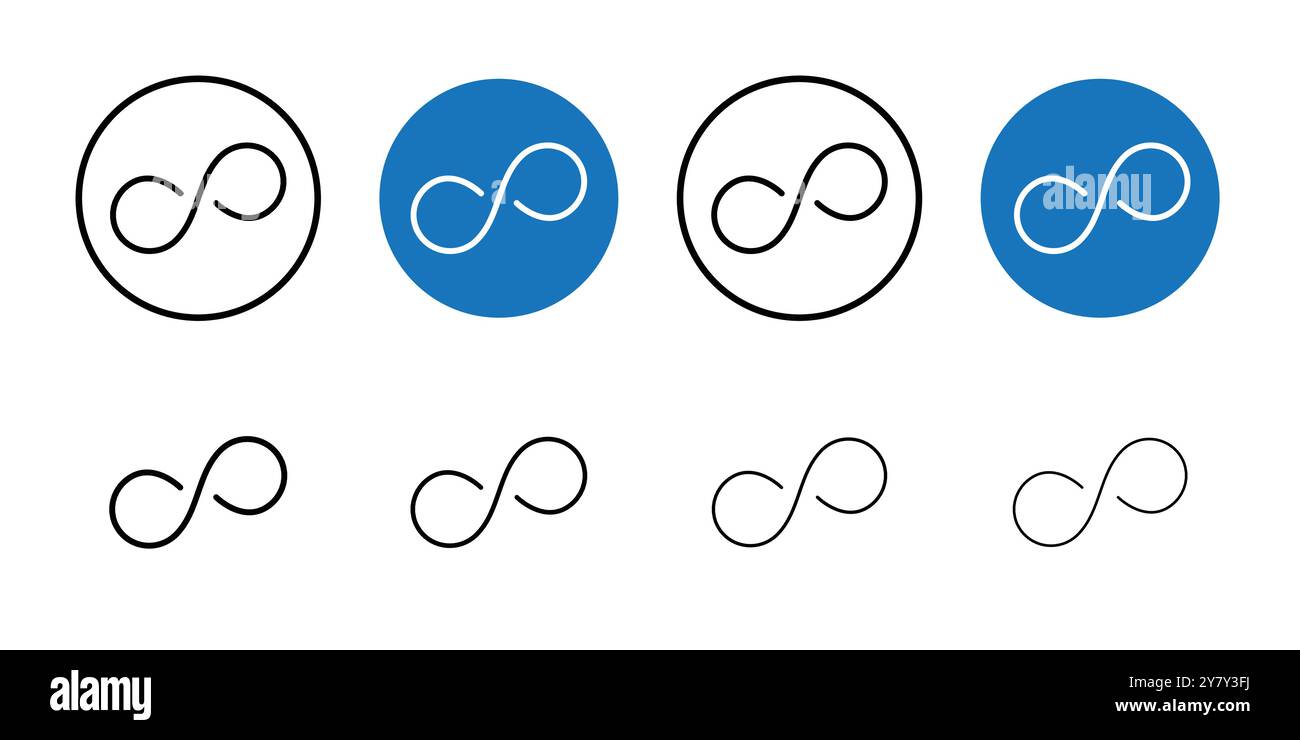 Infinite icon Black line art vector in black and white outline set ...