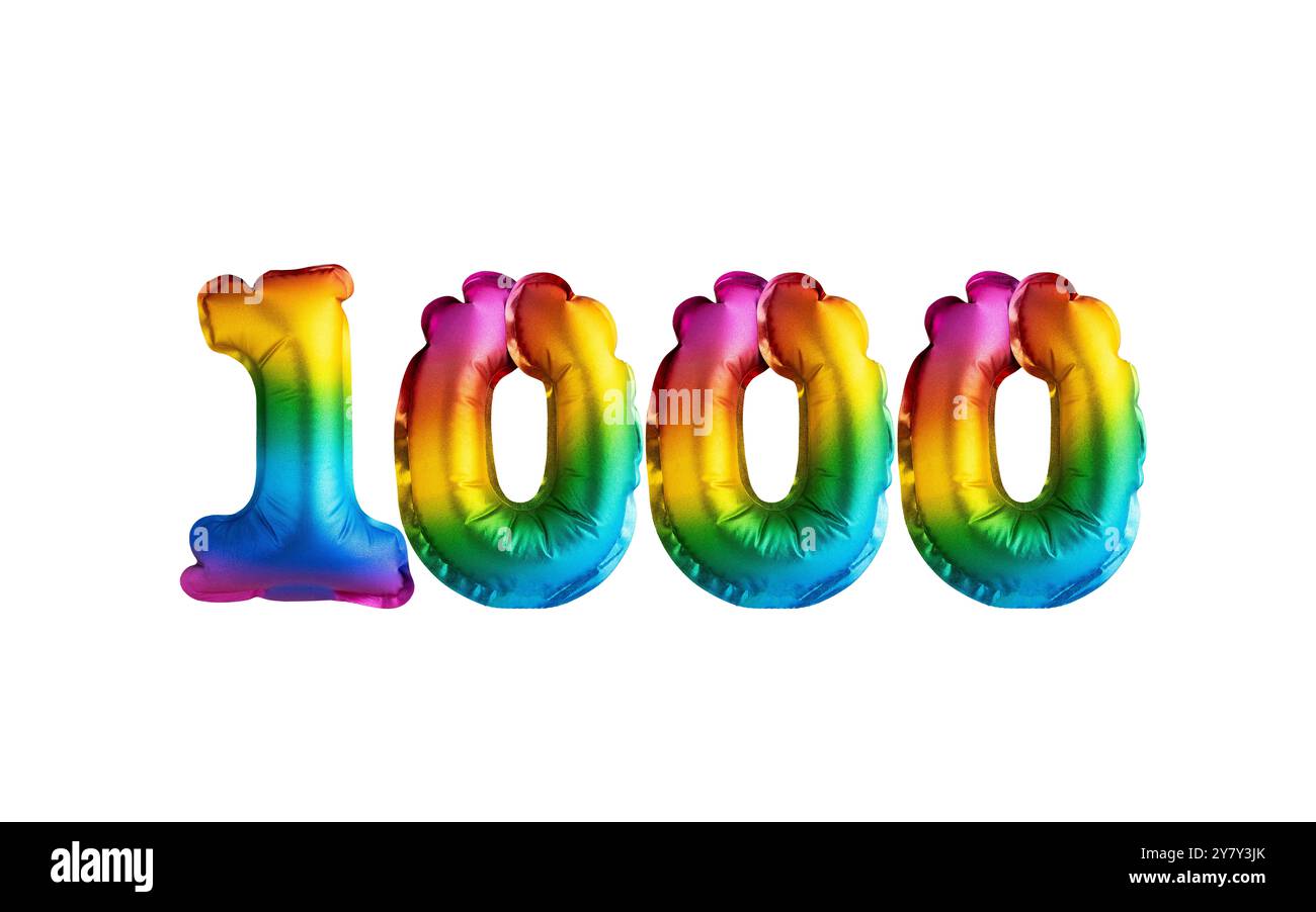 Multicolored balloon for number 1000 celebration. Happy birthday on ...
