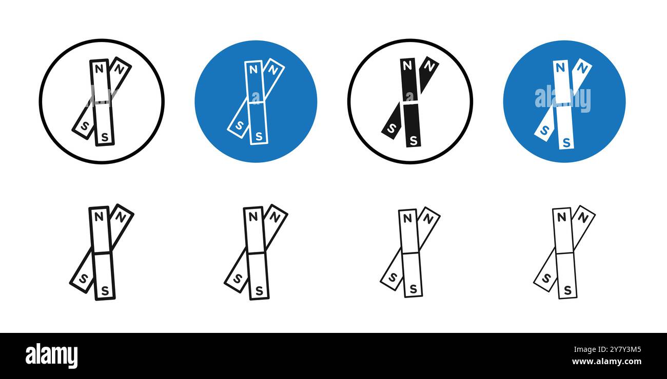 Magnet icon Black line art vector in black and white outline set ...
