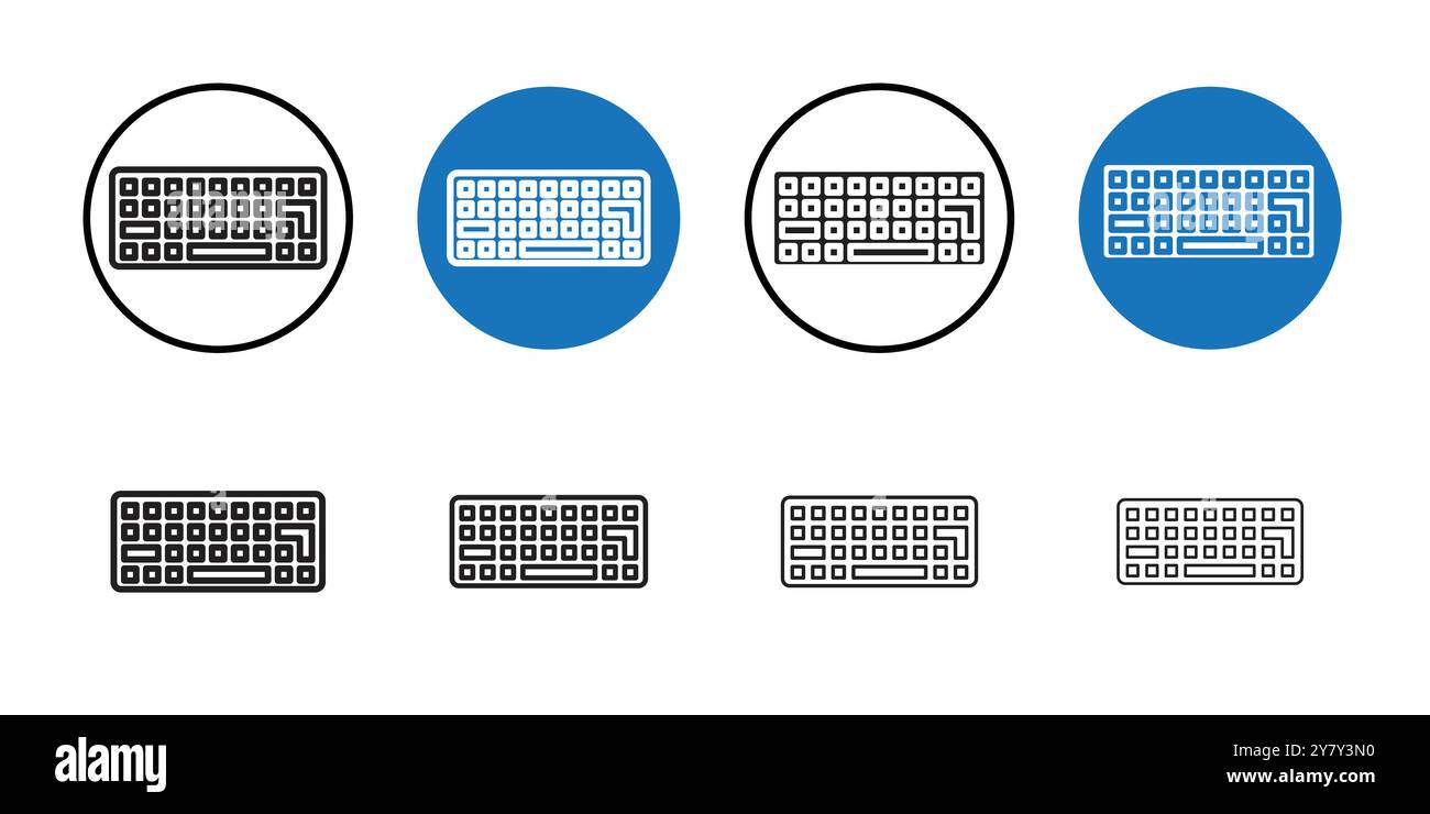 Keyboard icon (2) Black line art vector in black and white outline set ...