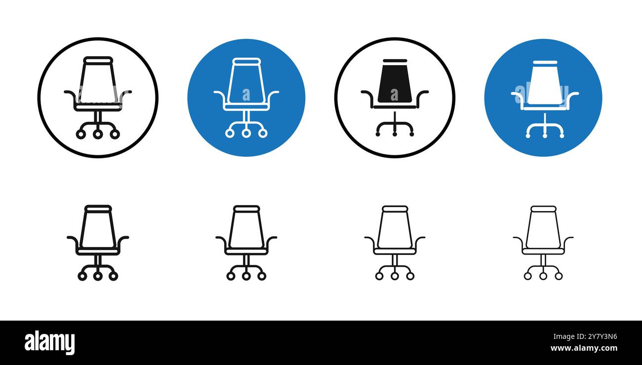 Office chair icon Black line art vector in black and white outline set ...