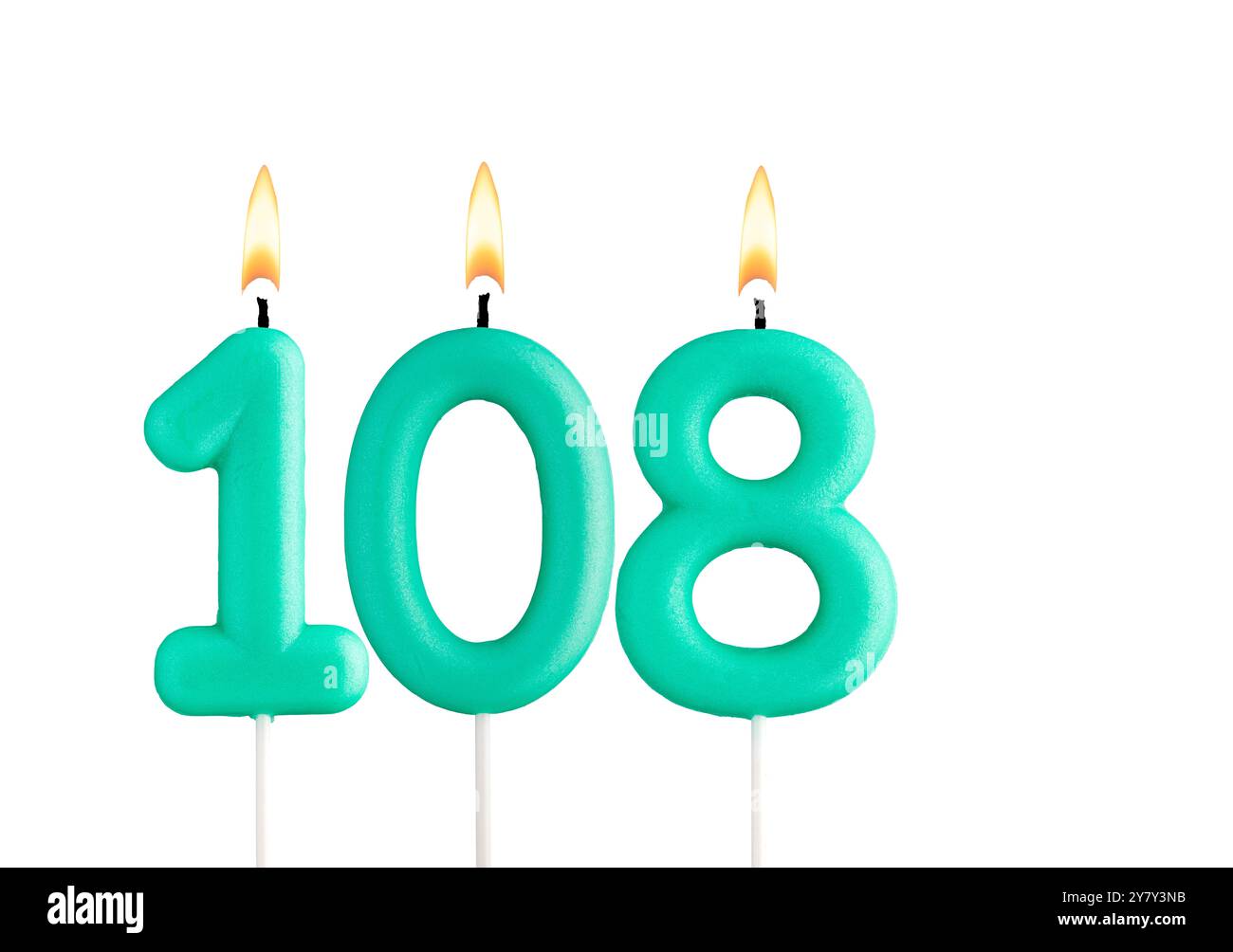 Birthday number 108 - Green birthday candle on white background Stock ...