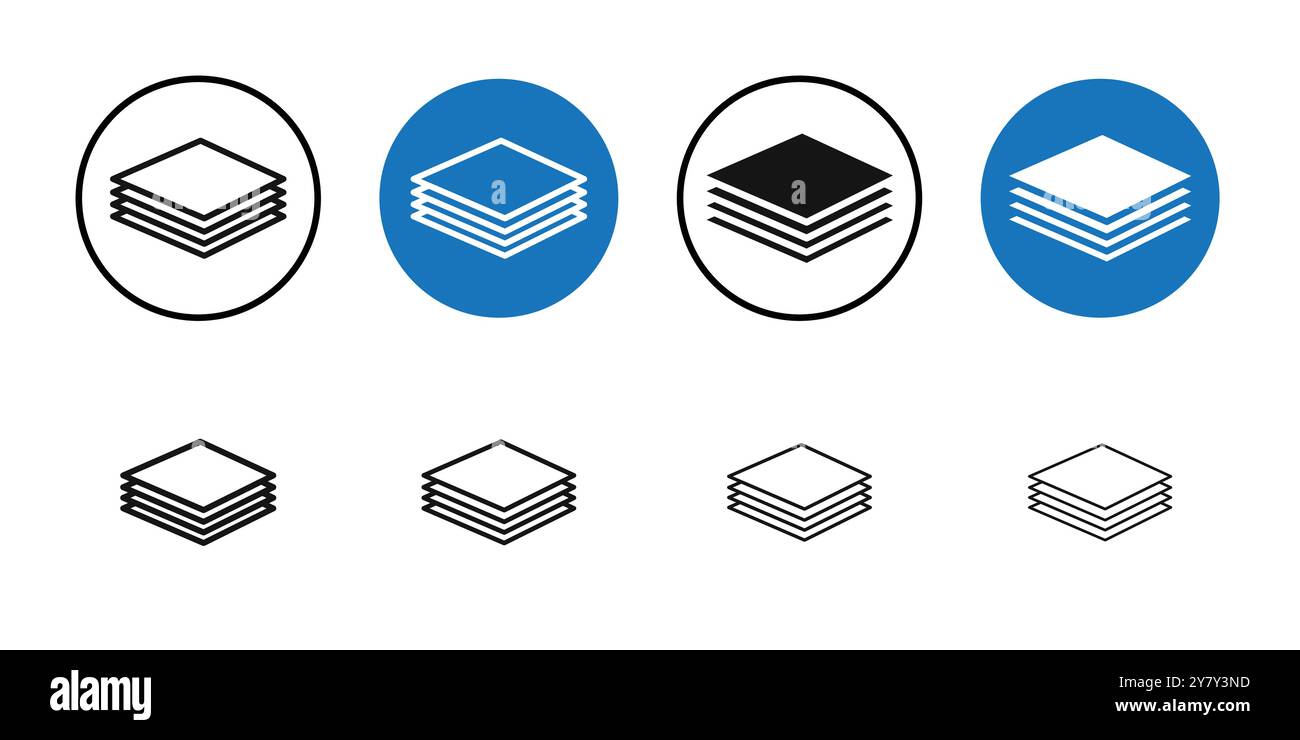 Layers Icon Black Line Art Vector In Black And White Outline Set Collection Sign Stock Vector
