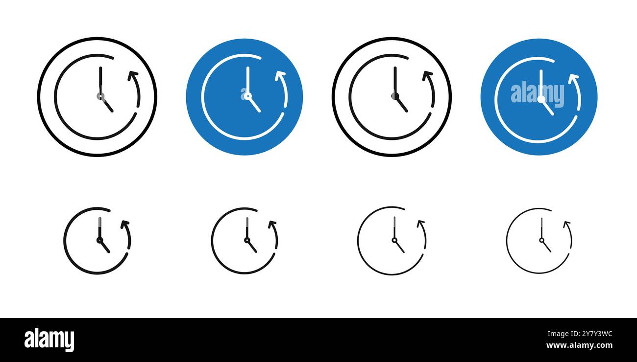 Past time icon Black line art vector in black and white outline set ...
