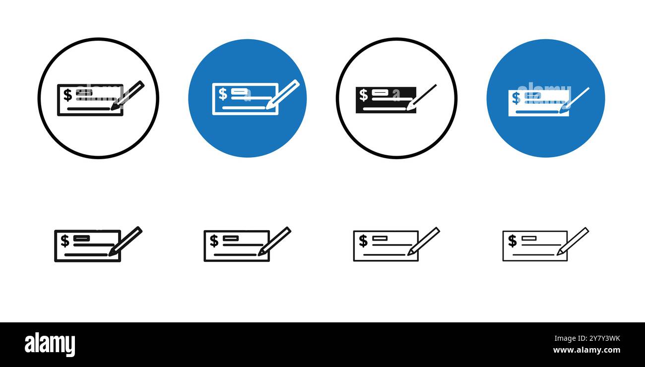 Money check icon Black line art vector in black and white outline set ...