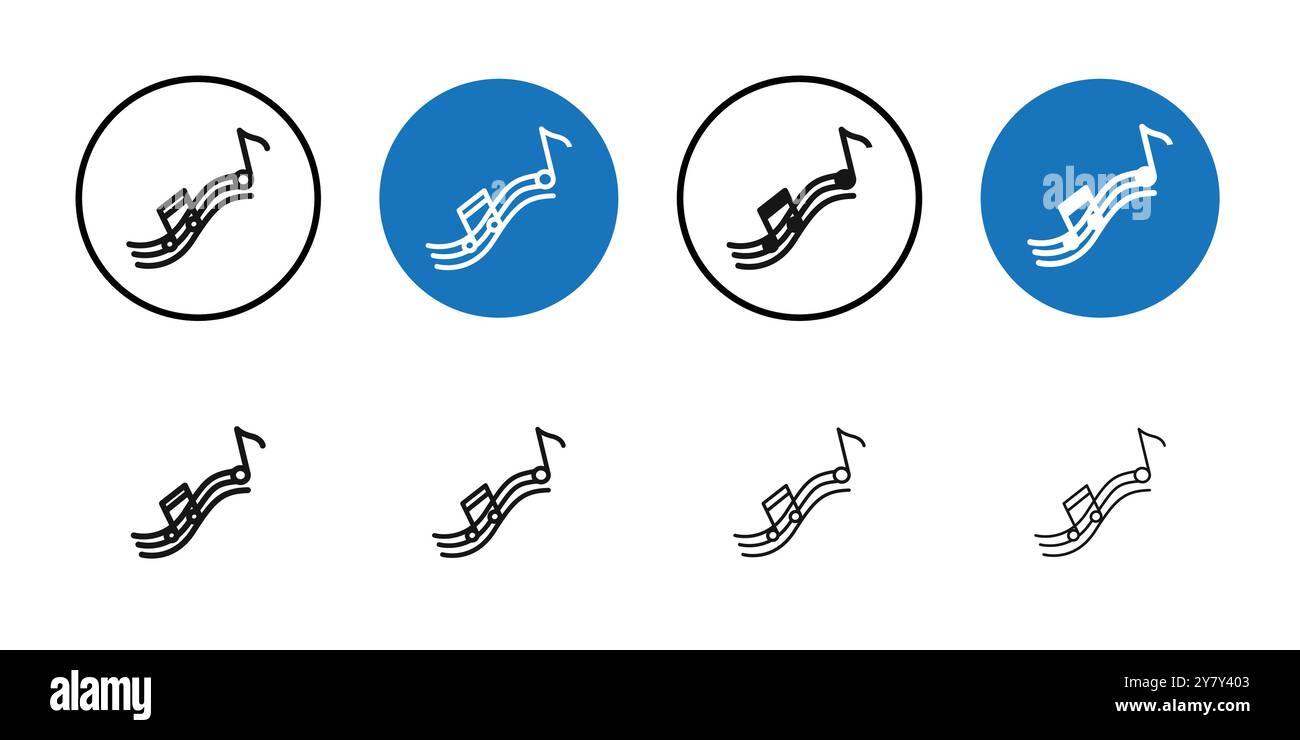 Music icon Black line art vector in black and white outline set ...