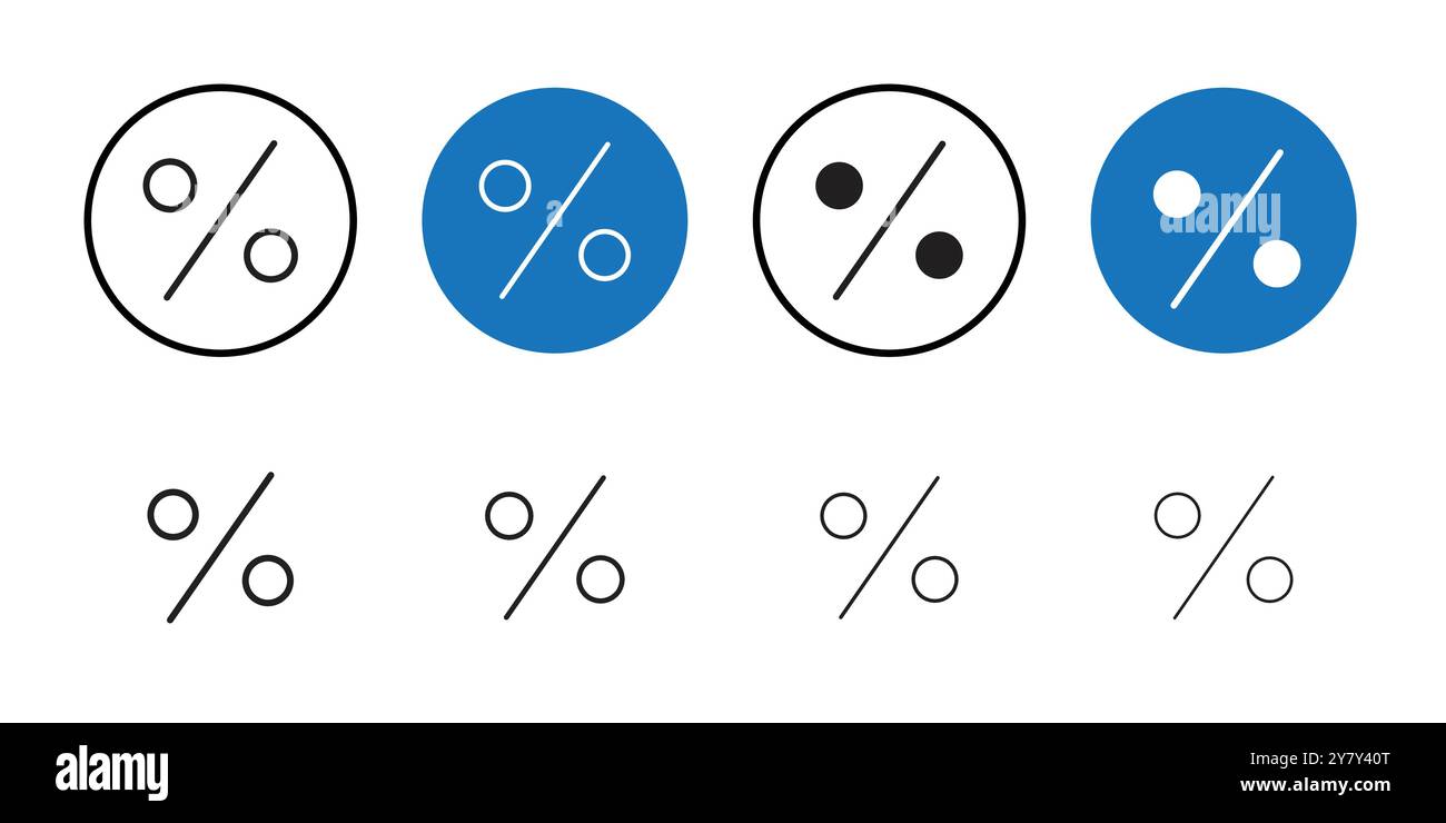 Percentage Icon Black line art vector in black and white outline set ...