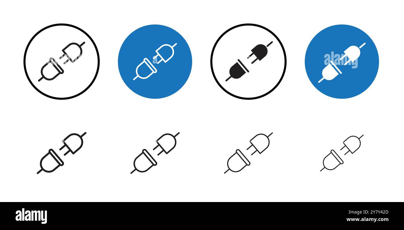 Plugin icon Black line art vector in black and white outline set ...