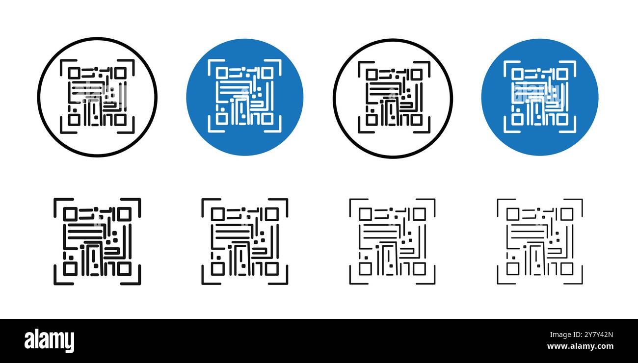 Qr code icon (2) Black line art vector in black and white outline set ...