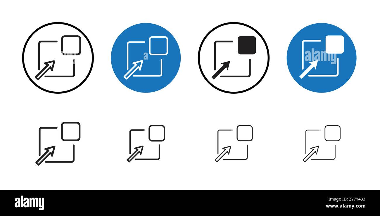 Pop up icon Black line art vector in black and white outline set ...