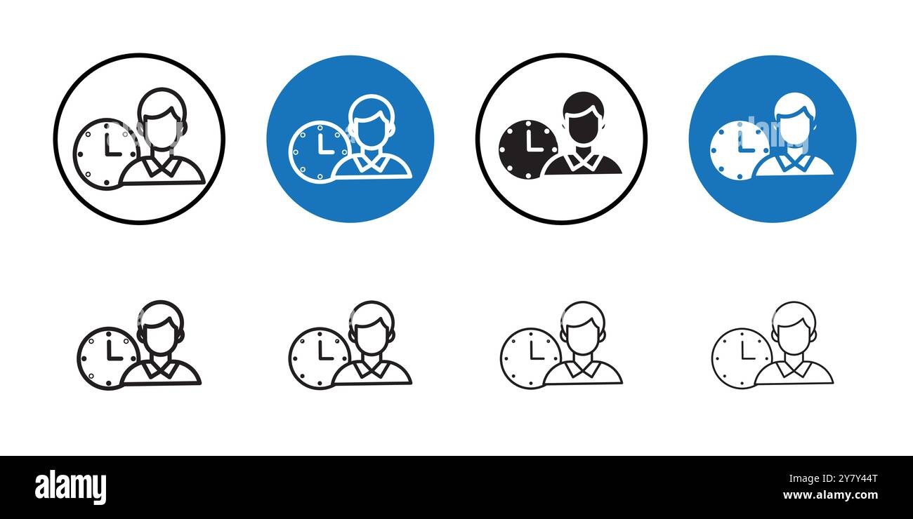 Office hours icon Black line art vector in black and white outline set ...