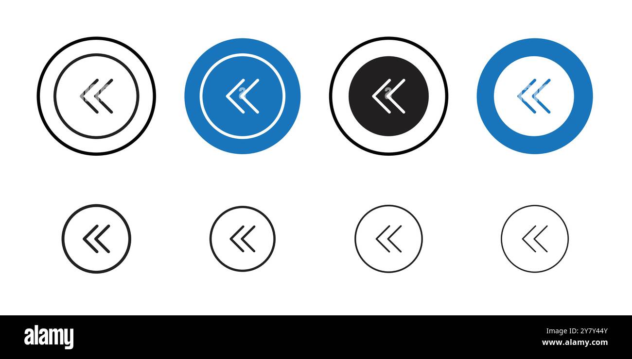 Previous icon Black line art vector in black and white outline set ...