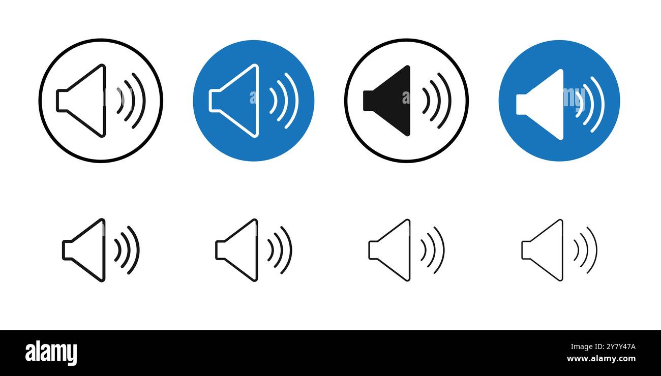 Speaker Icon Black line art vector in black and white outline set ...