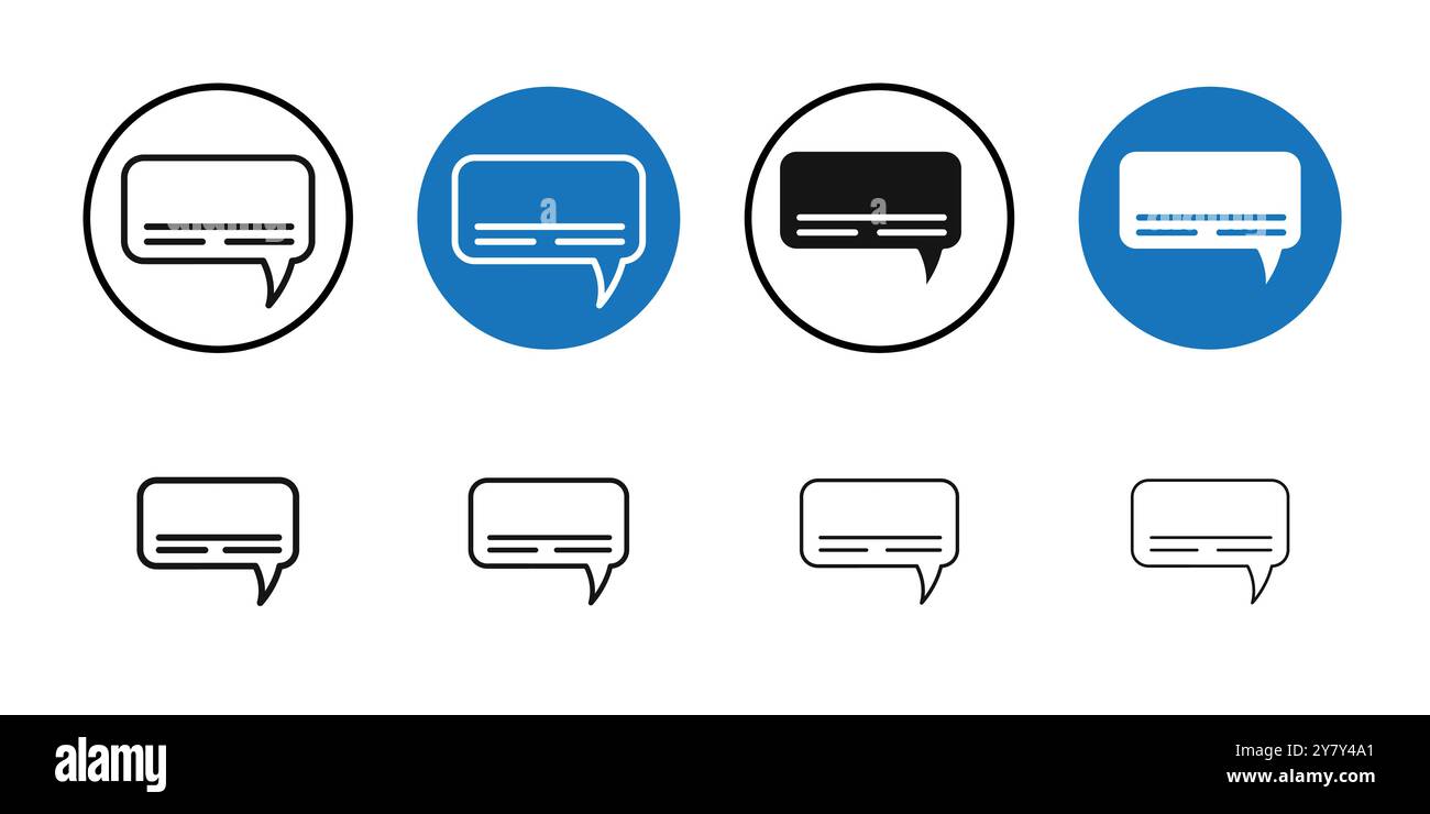 Subtitles icon Black line art vector in black and white outline set ...