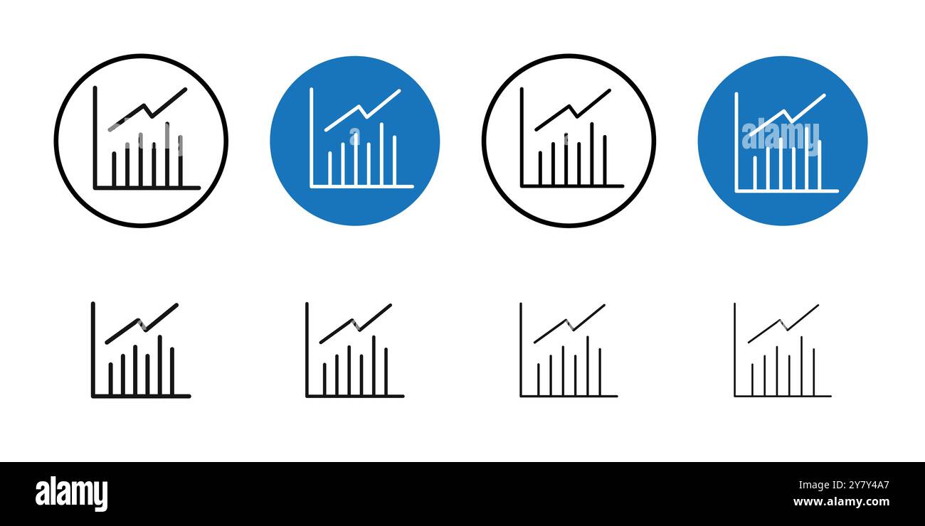 Stats icon Black line art vector in black and white outline set ...