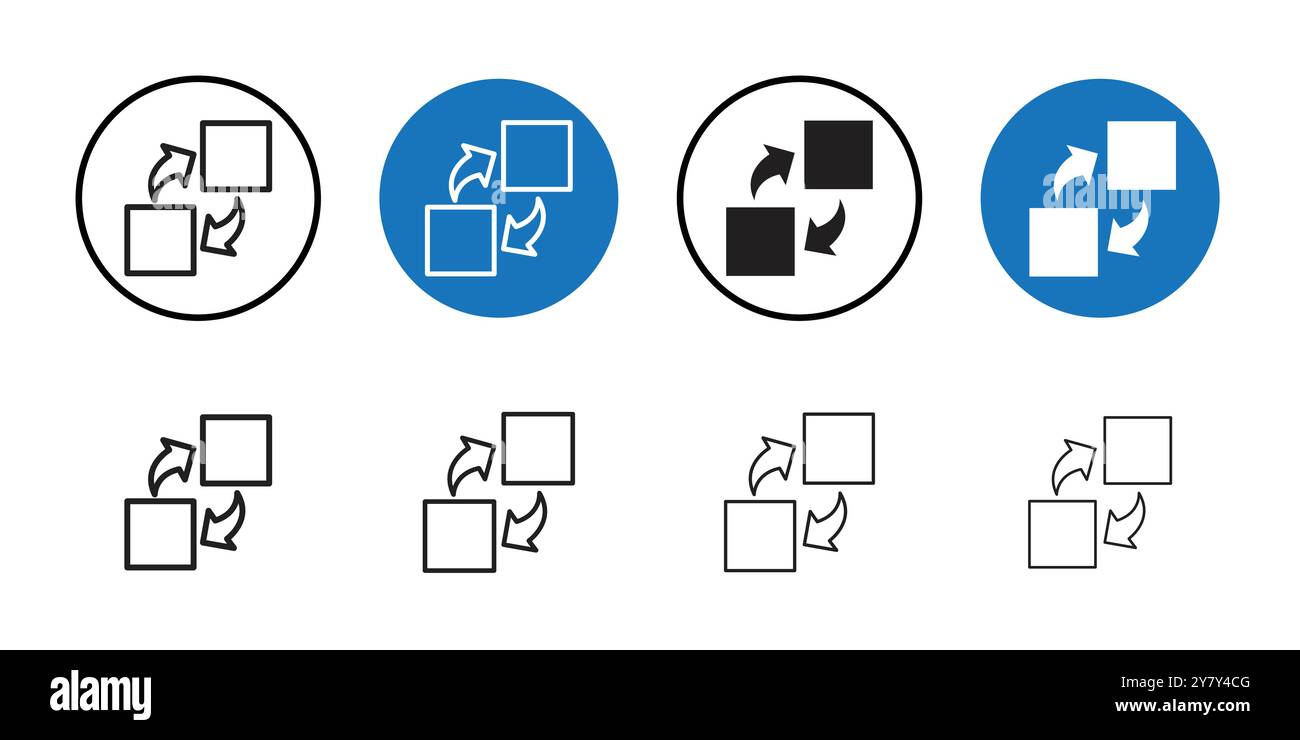 Replace icon Black line art vector in black and white outline set ...