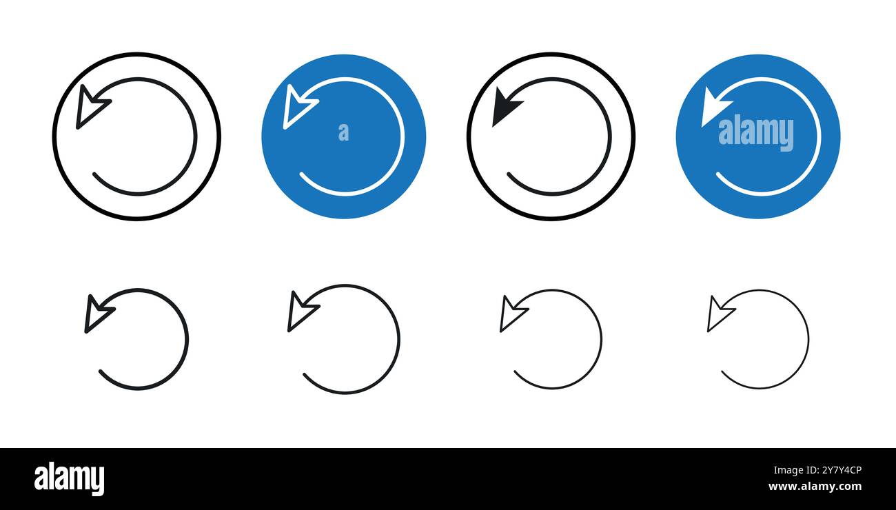 Refresh icon Black line art vector in black and white outline set ...