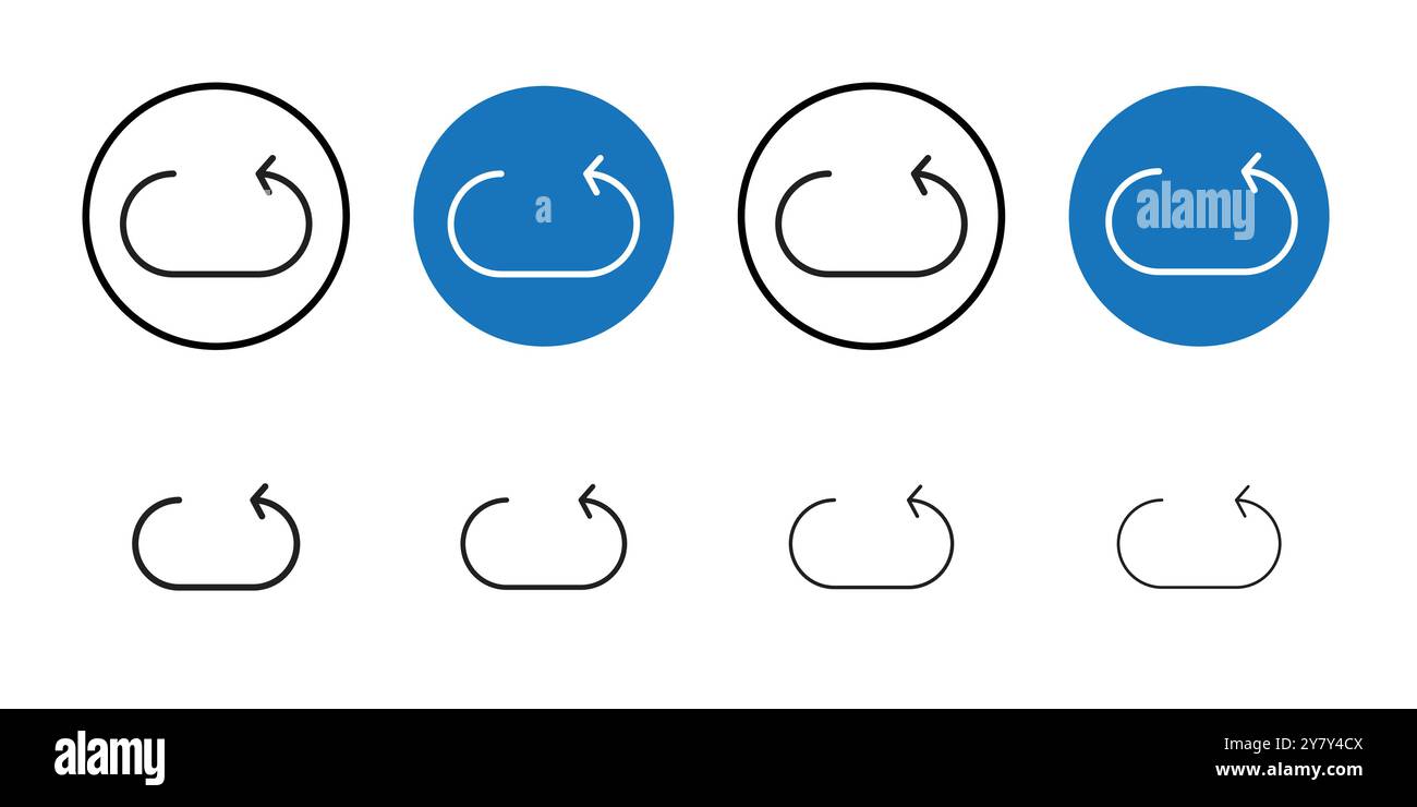 Reset icon Black line art vector in black and white outline set ...