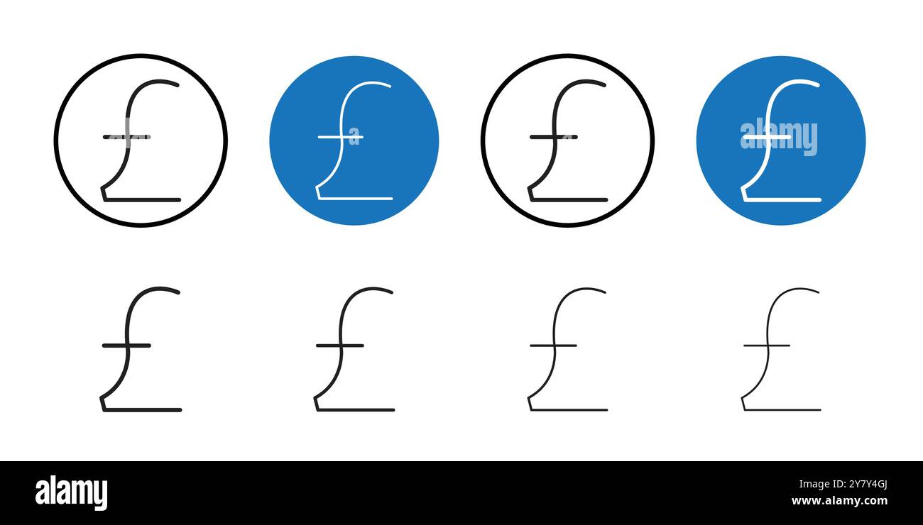 Pound Icon Black line art vector in black and white outline set ...