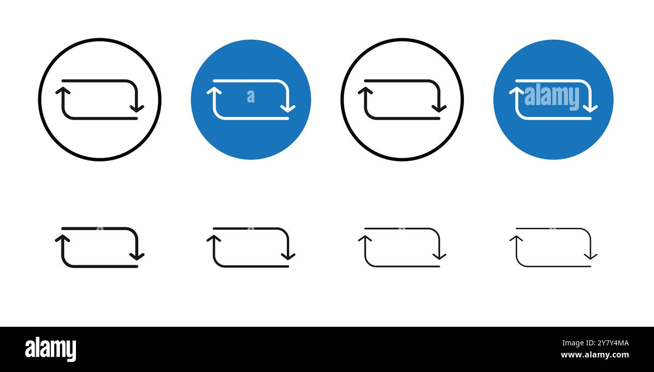 Repeat icon Black line art vector in black and white outline set ...