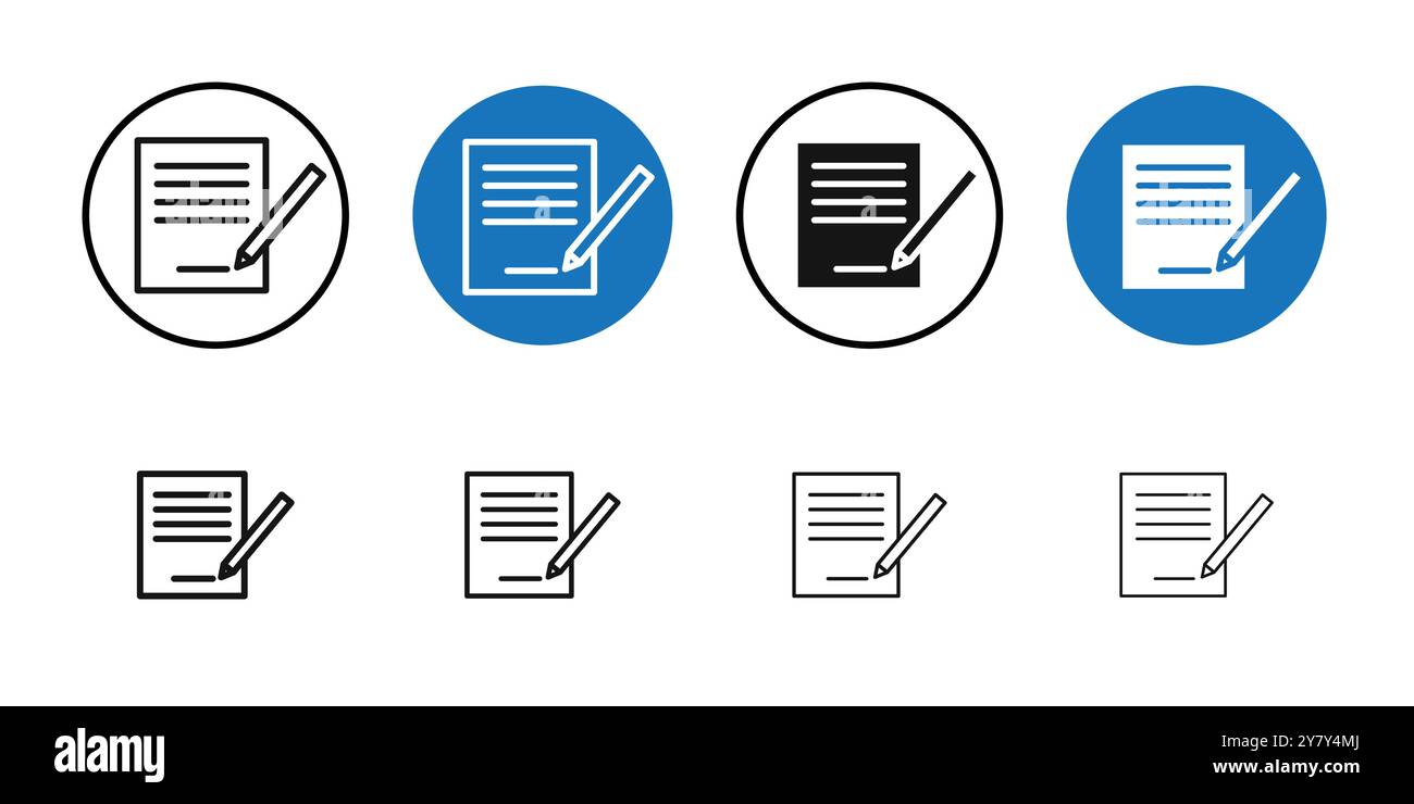 Signed document icon Black line art vector in black and white outline ...