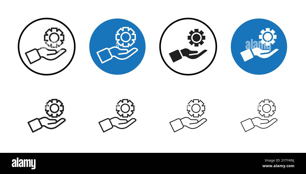 Support icon Black line art vector in black and white outline set ...