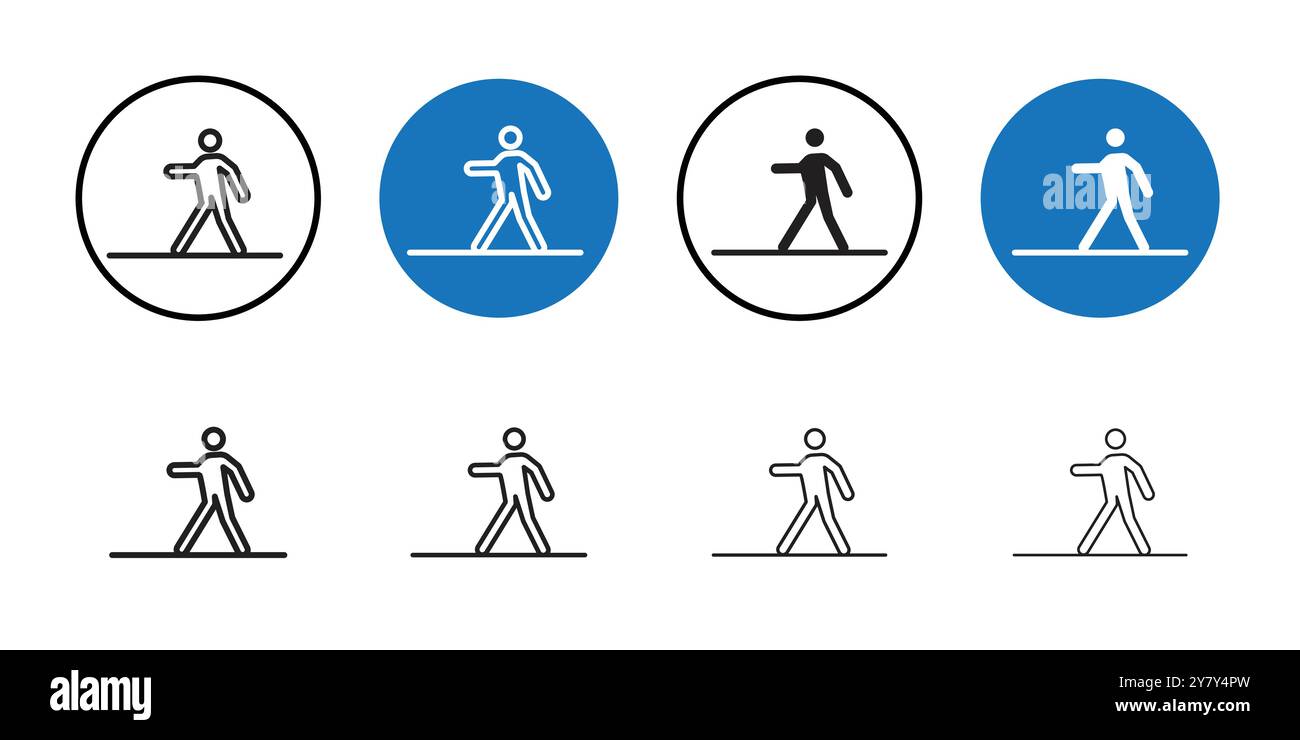 Walk icon Black line art vector in black and white outline set ...