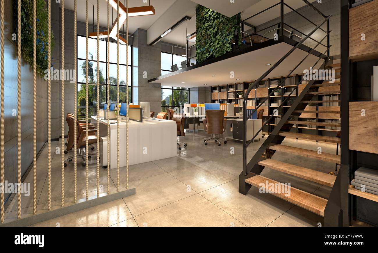 3d render modern office Stock Photo - Alamy