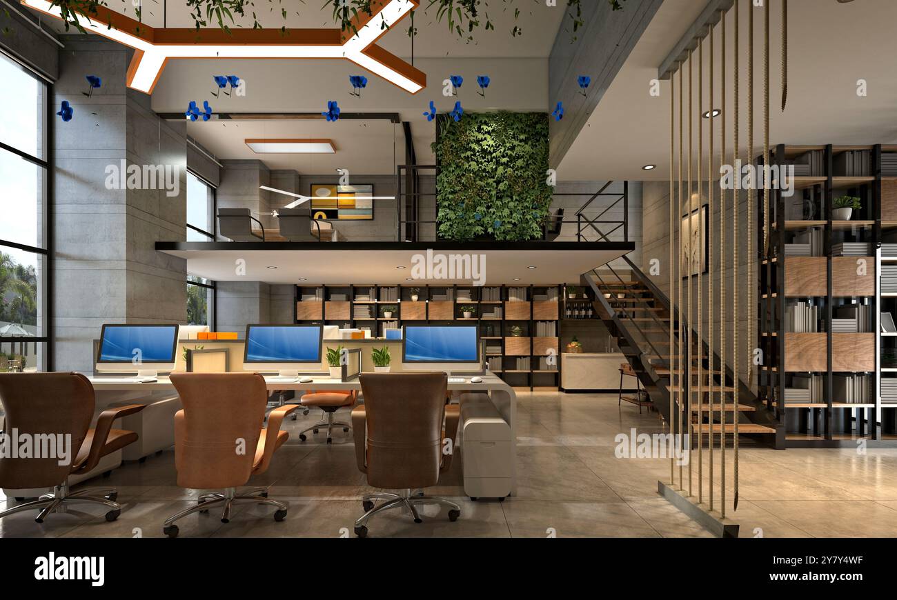 Commercial office render blank wall hi-res stock photography and images ...