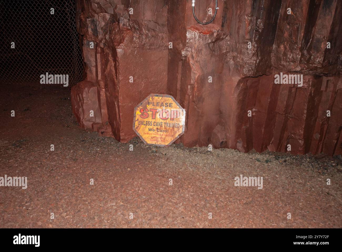 Stop sign unless cave trained inside tunnel of Number 2 Mine museum in ...