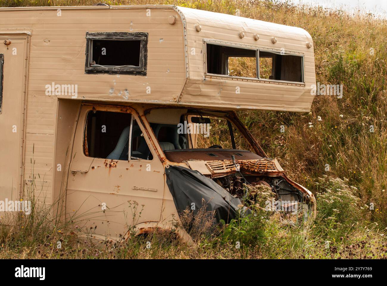 Abandoned dilapidated RV at the Bell on Bell Island, Newfoundland ...
