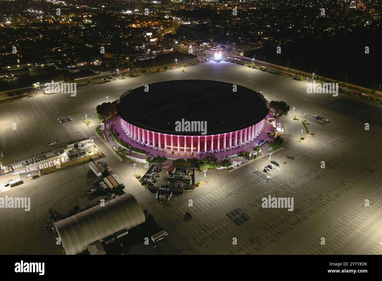 A general overall aerial view of the Kia Forum arena, Sunday, Sept. 29 ...