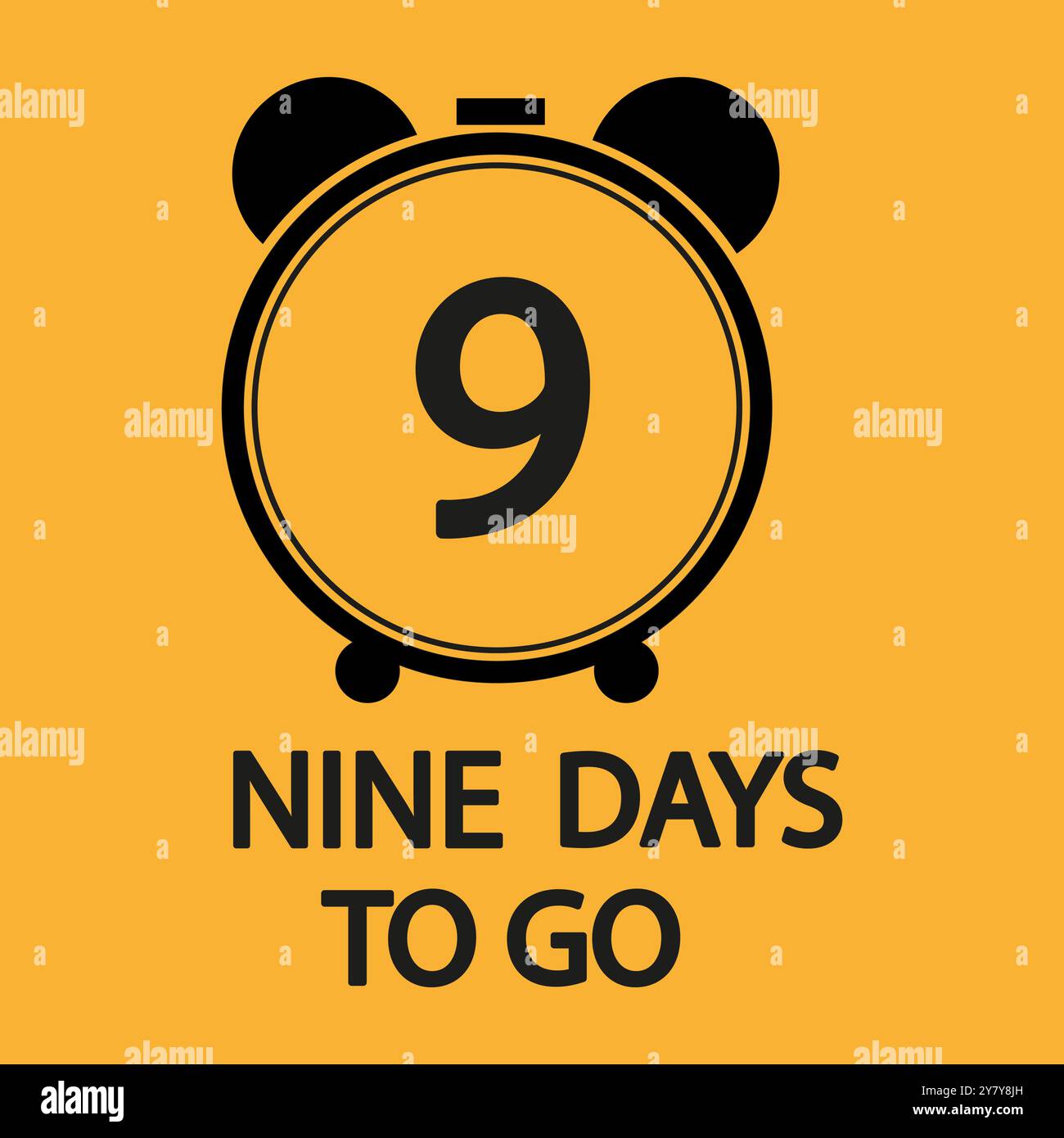 Countdown timer icon. Number nine focus. Bold text countdown. Yellow background Stock Vector ...