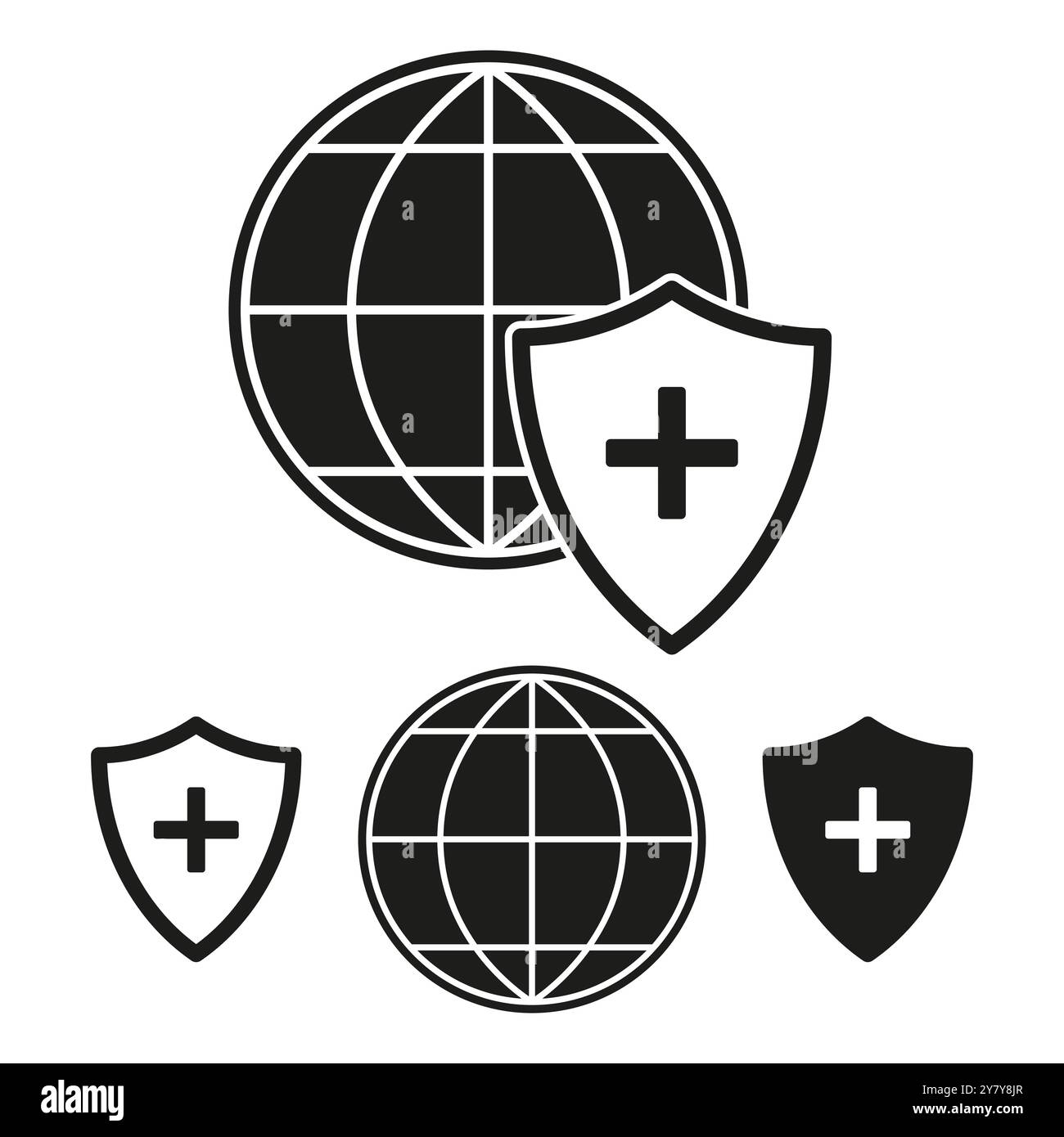 Globe with shield. Security and protection concept. Global healthcare ...