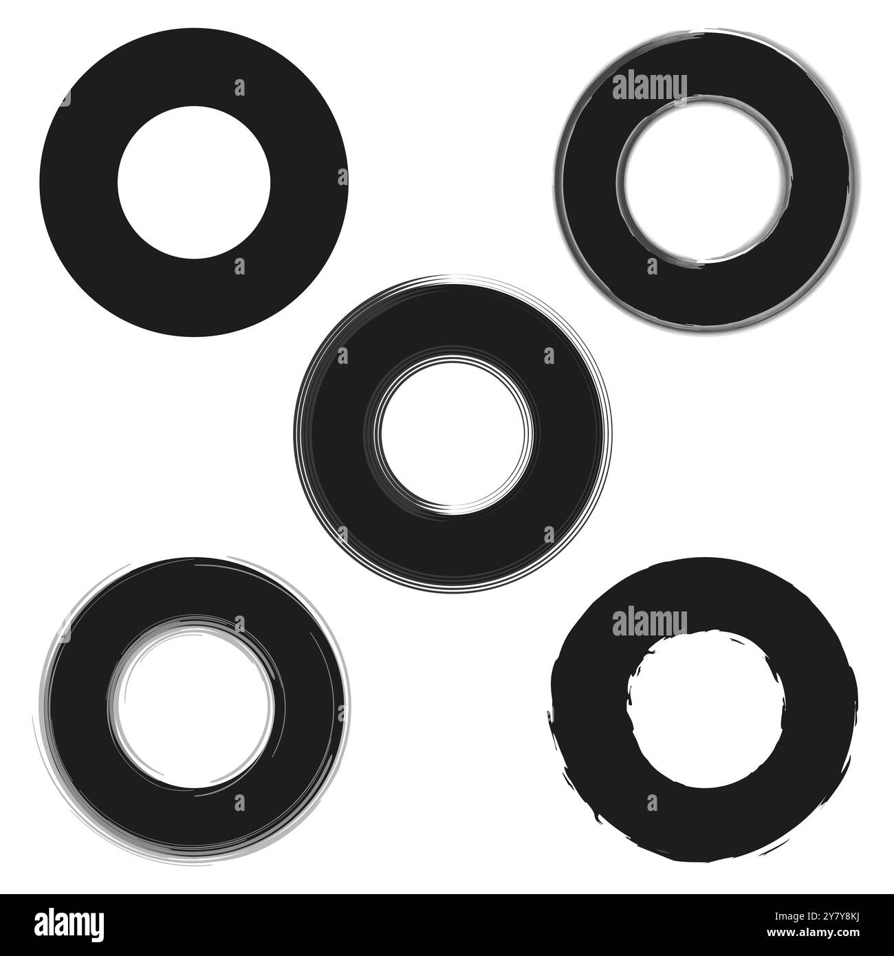 Circular ring shapes. Geometric circle symbols. Abstract ring designs ...