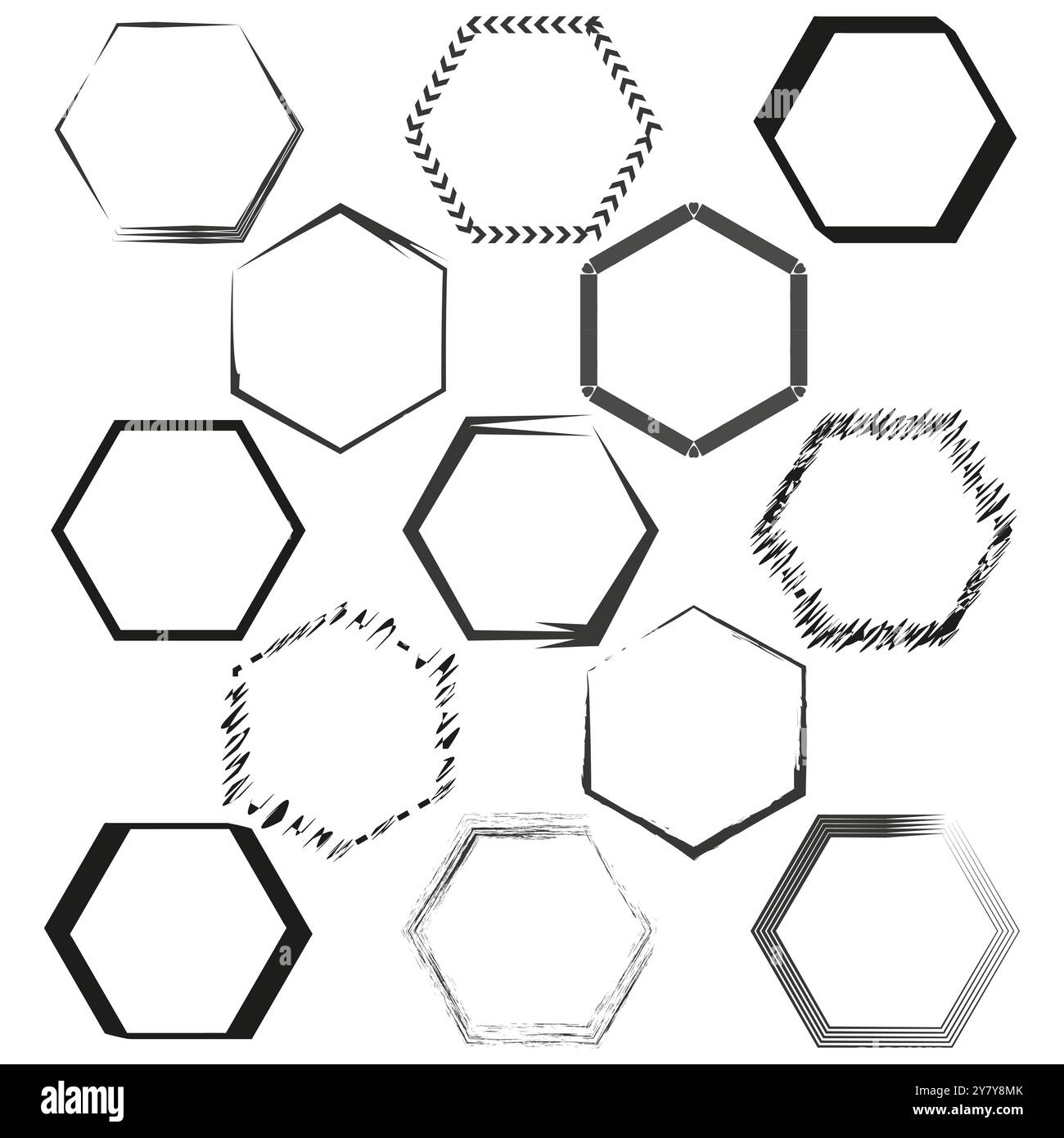 Hexagon frame collection. Abstract geometric shapes. Vector decorative ...