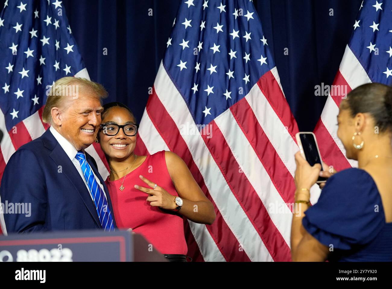Republican presidential nominee former President Donald Trump poses for ...