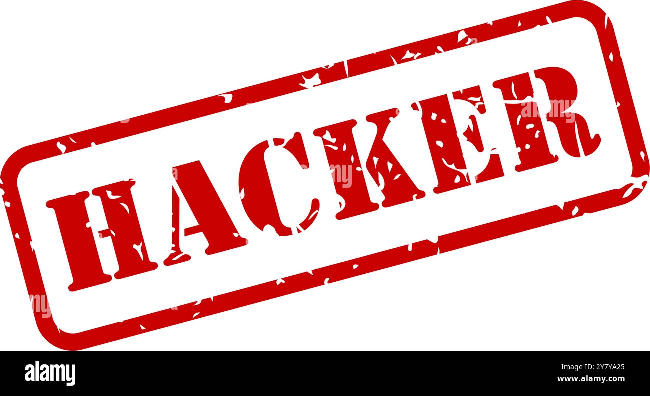 Hacker red rubber stamp vector with texture isolated Stock Vector Image ...