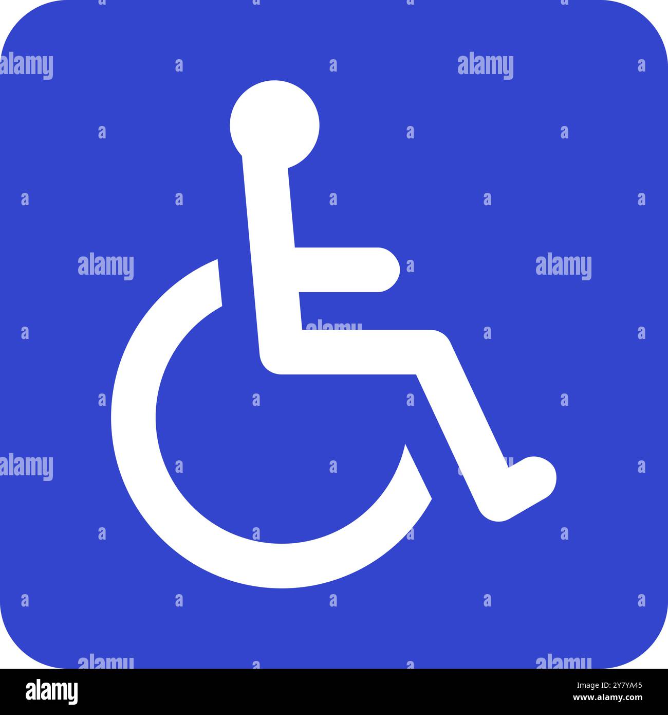 Disabled sign icon with person in a wheelchair on blue background ...