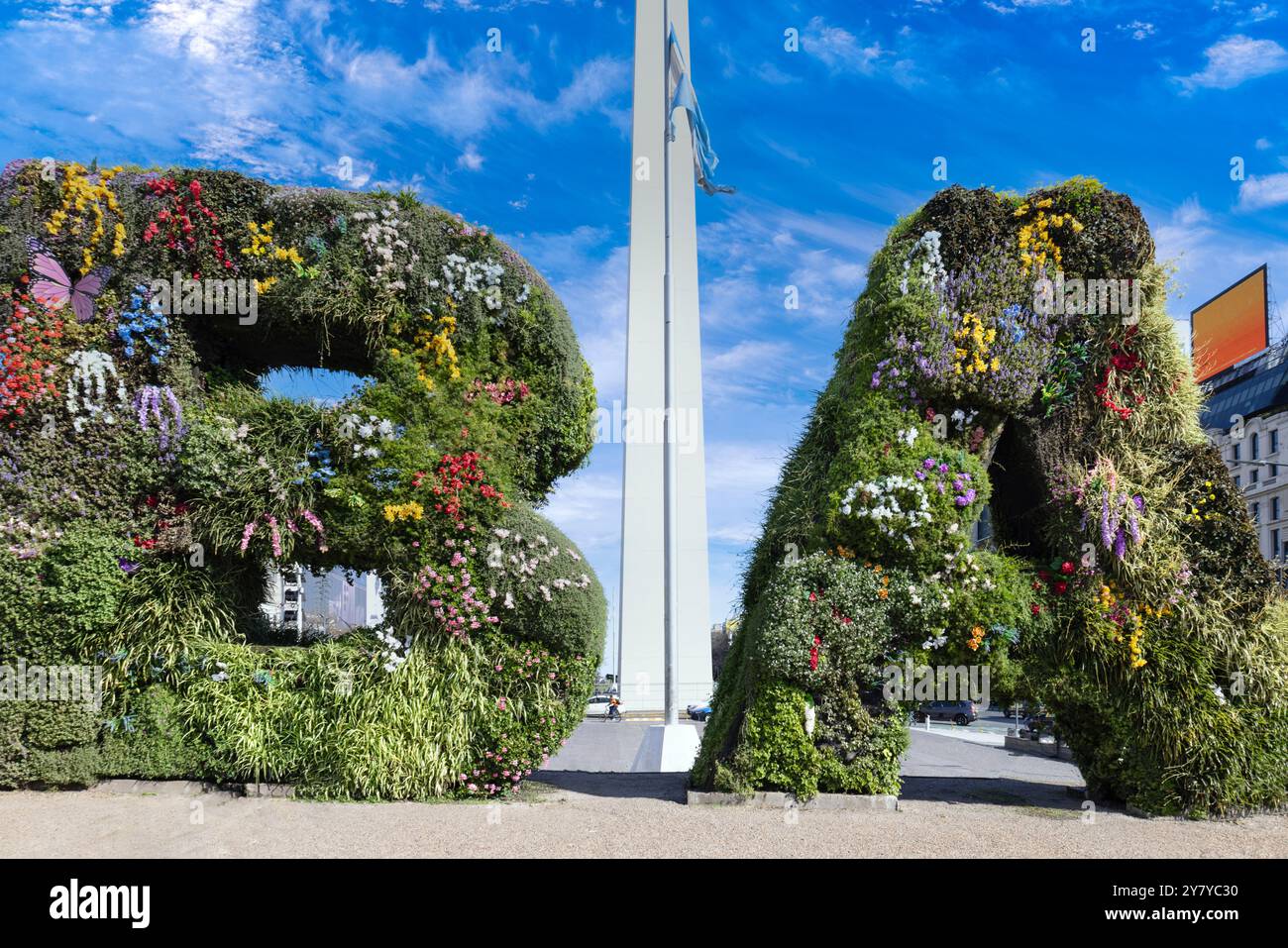 9 de Julio Avenue, Buenos Aires letters in front of the Obelisk ...