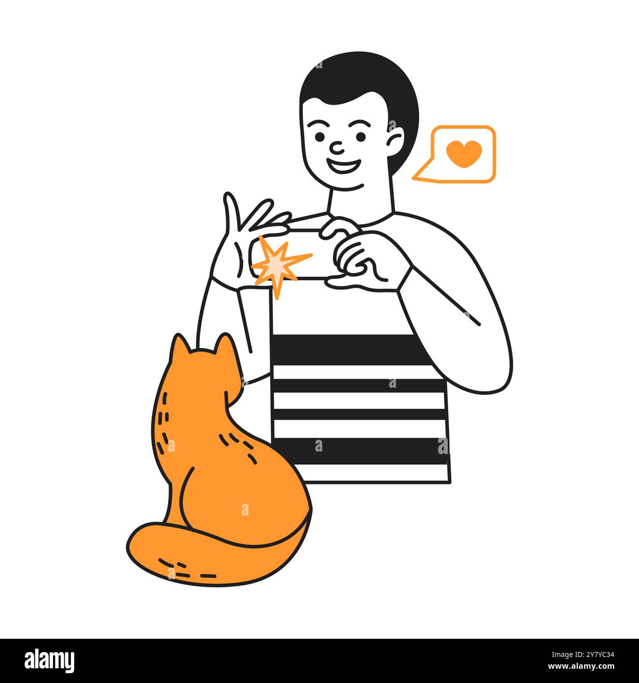 Line art man smartphone Cut Out Stock Images & Pictures - Alamy