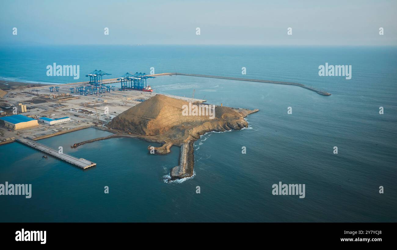 Chancay seaport. Located in Peru, Mega port under construction, future ...