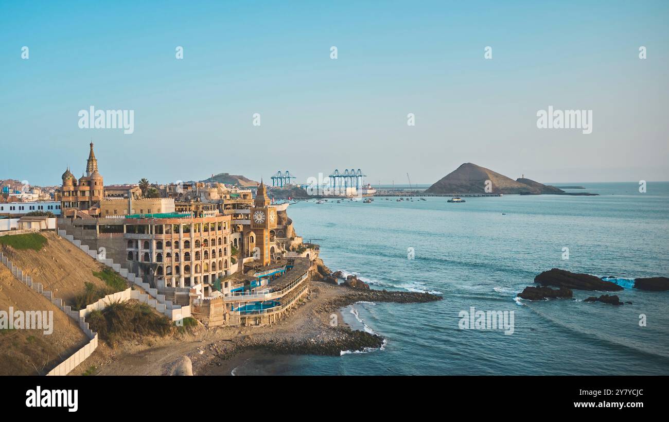 Side view of the Chancay tourist castle, entertainment and tourism ...