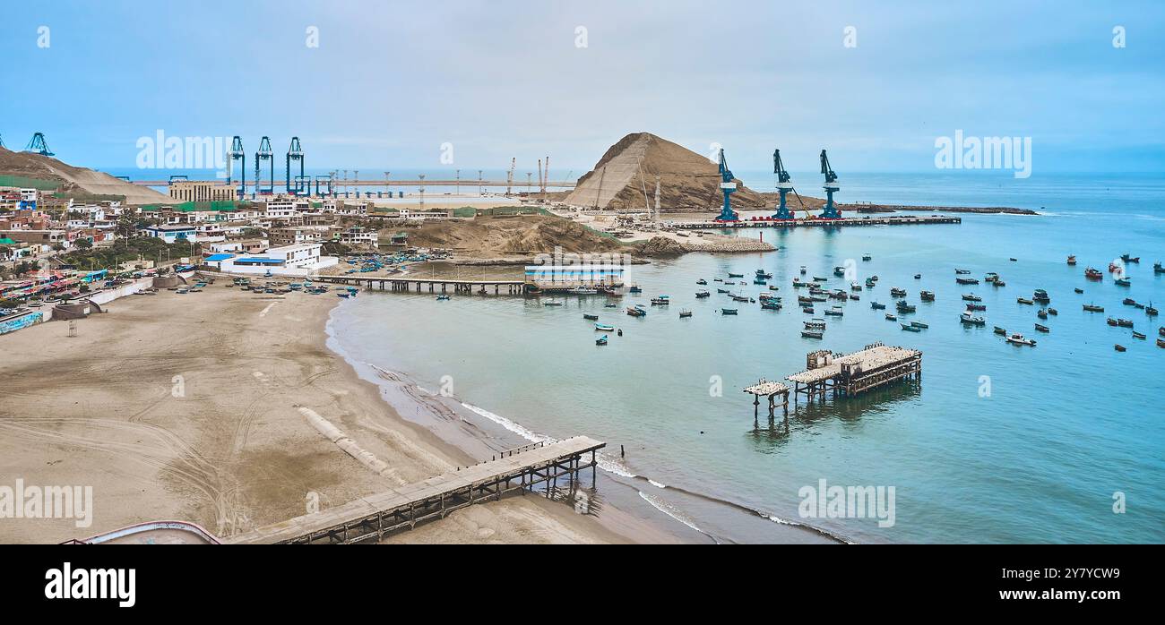 Chancay seaport. Located in Peru, Mega port under construction, future ...