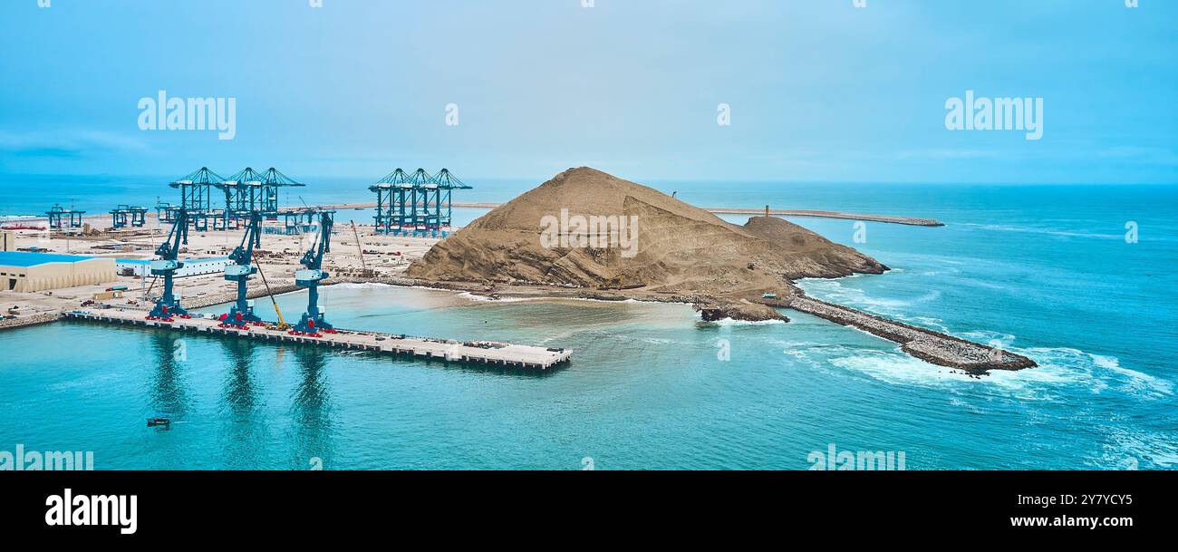 Chancay seaport. Located in Peru, Mega port under construction, future ...