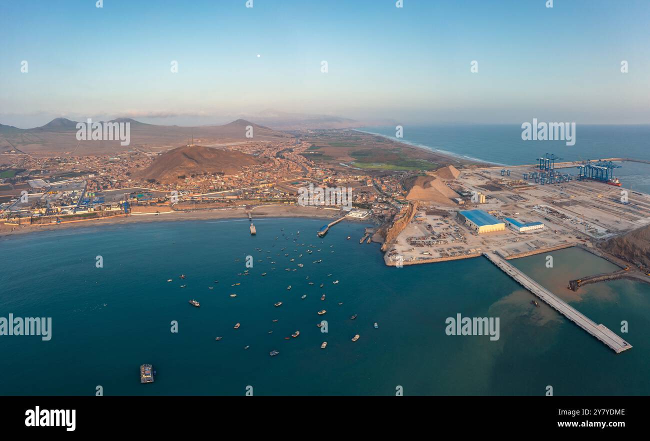 Chancay seaport. Located in Peru, Mega port under construction, future ...
