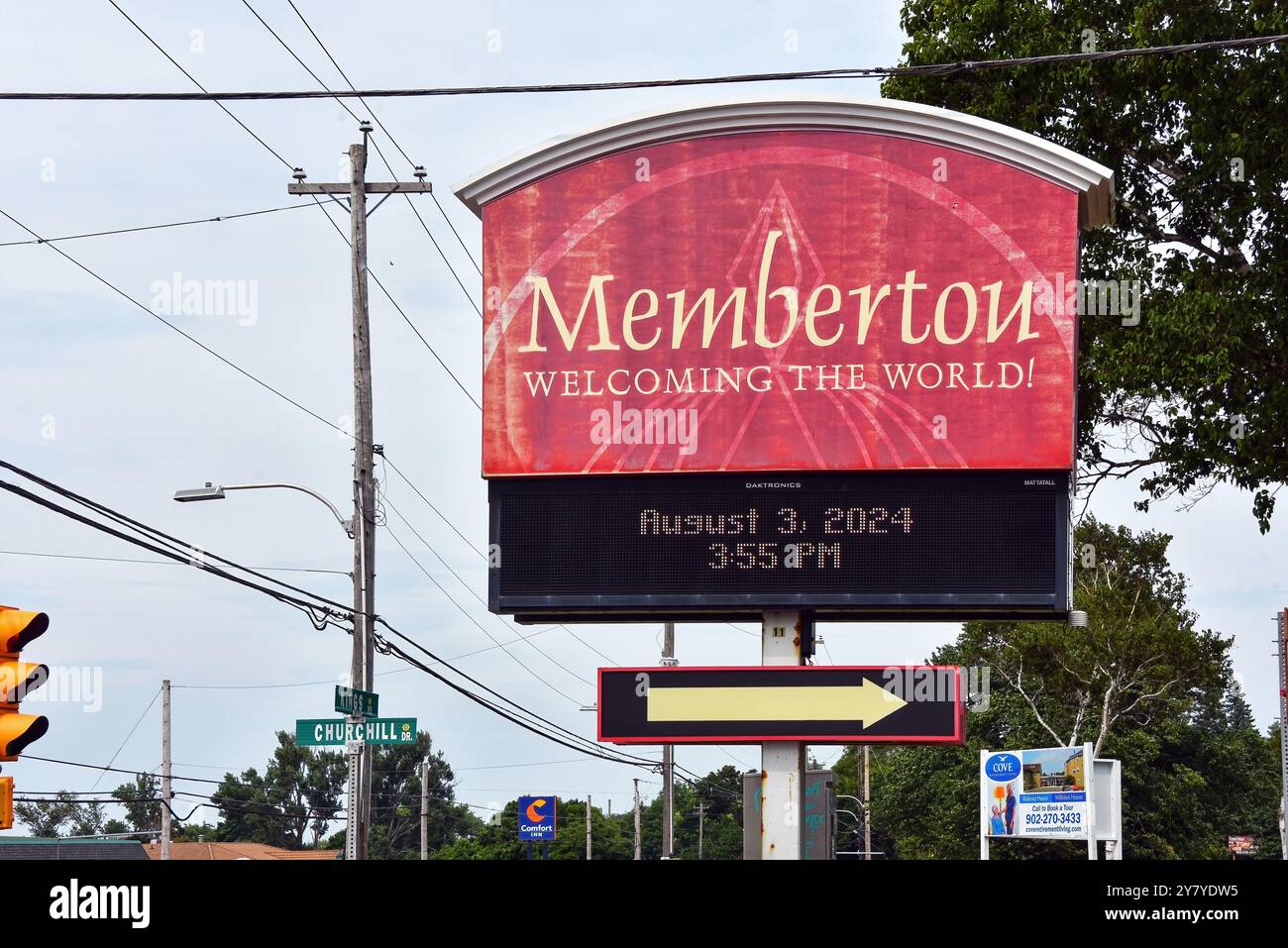 Sydney, Canada - August 3, 2024: Sign for the road to Membertou off ...